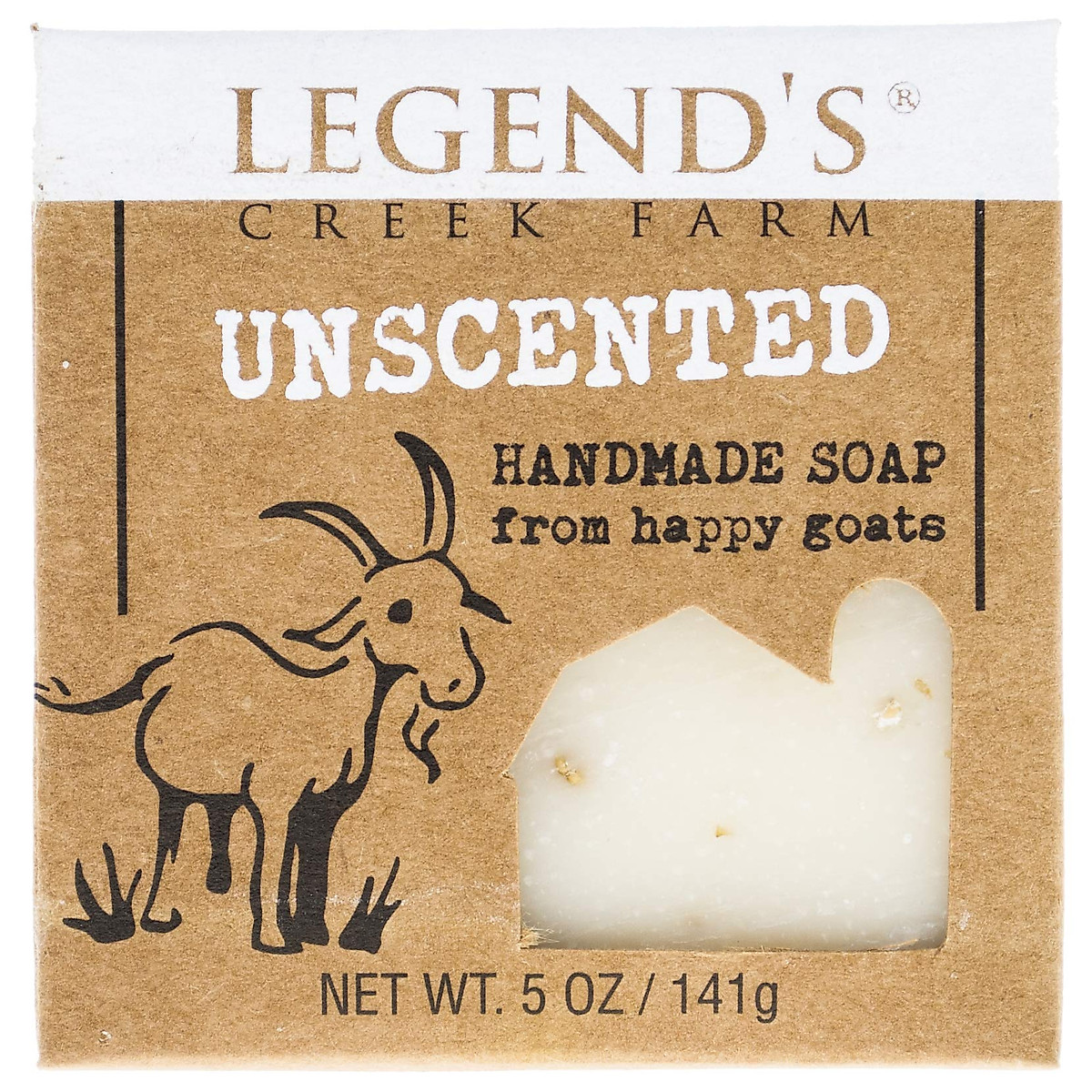 Legend’s Creek Farm Goat Milk Soap - Cleansing Moisturizing Soap Bar for Hands and Body - 5 Oz Creamy Lather, Nourishing, Gentle Natural Soap for Sensitive Skin, Handmade in USA (Unscented, Pack of 1)