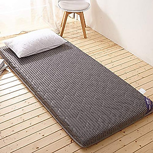 Soft Japanese Quilting Futon Mattresses, Thicken 10cm Tatami Mattress Foldable Floor Mat, Four Seasons Sleeping Pad-Gray Queen: 150x200cm