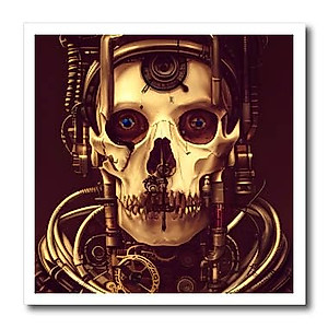 3dRose Dark Fantasy Steampunk Skull and Mechanical,... - Iron on Heat Transfers (ht-378674-3)