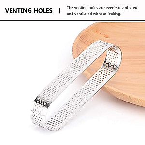 FRCOLOR Ring Cake Mold, Oval Stainless Steel Perforated Tart Ring Mold Dessert Mold Quiche Mold, 11. 9cm