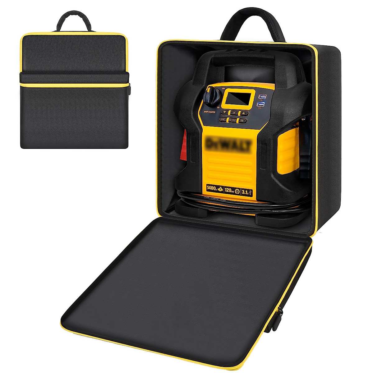Car Battery Jump Starter Bag Compatible with DEWALT DXAEJ14 Digital Portable Power Station Air Compressor. Portable Battery Charger Carrying Holder for Power Inverter, Charging Cord (Case Only)