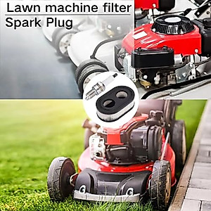 Lawn Mower Air Filter Set Spark Plug Compatiable with Troy-Bilt TB110 TB115 TB200 TB230 TB330 TB370 Walk Behind Lawn Mower