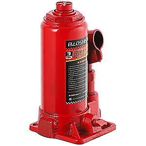 BAOSHISHAN 3 Ton Double Ram Bottle Jack 6-1/2" to 16-1/2" Lifting Range Portable Hydraulic Jack with Carrying Case