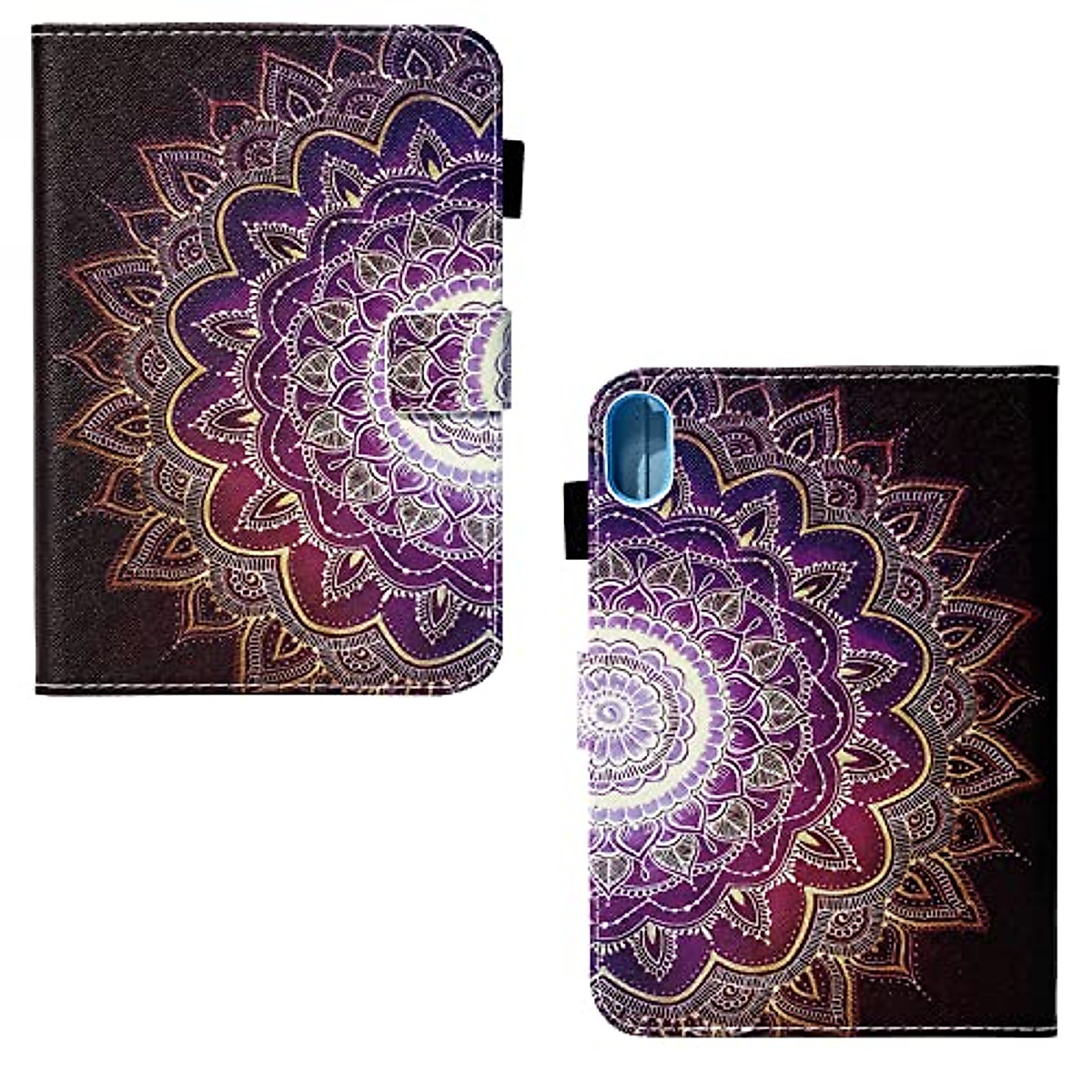 UUcovers iPad Mini 6 Case 2021 with Pencil Holder [Auto Wake/Sleep] Magnetic Smart PU Leather Folio Stand Wallet Soft TPU Shockproof Cover for Apple iPad Mini 6th Gen (8.3"), Purple Mandala Flower