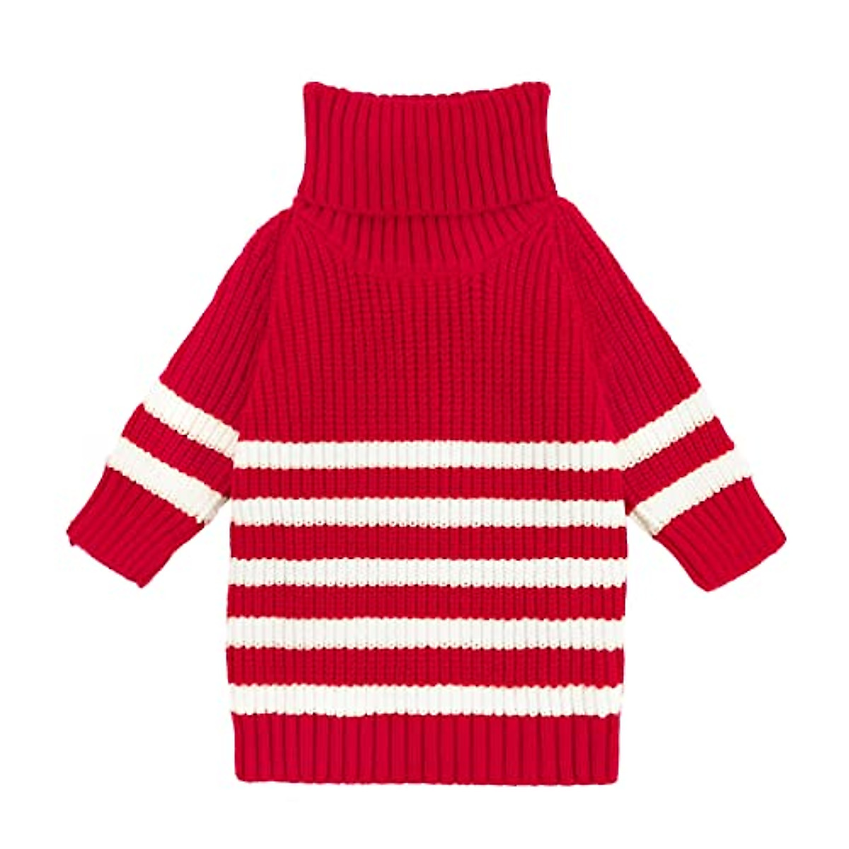 Fitwarm Dog Striped Knitted Sweater, Thermal Turtleneck Pet Coat, Dog Winter Clothes for Small Dogs Boy Girl, Cat Apparel, Red, XS