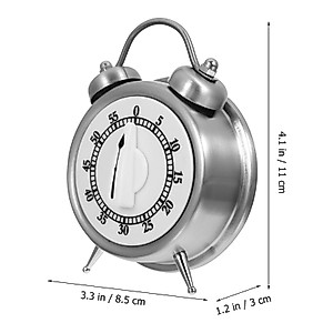Cabilock Kitchen Timer Alarm Shape Clock Lovely 60 Mins Mechanical Timer with Ring Alert for Cooking Baking Study Classroom (Silver)