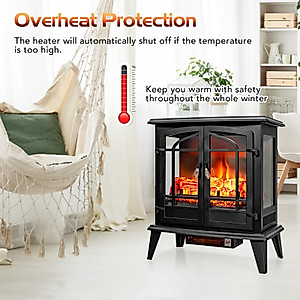 ORALNER Electric Fireplace Heater 25-Inch, Freestanding Fireplace Stove with Realistic 3D Flame Effect, Overheat Protection, Portable Fireplace for Living Room，Bedroom, 1400W, Black