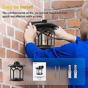 Solar Wall Lights Outdoor 2 Pack, AGPTEK Motion Sensor Solar Lights with 3 Lighting Modes, Dusk to Dawn Wall Lanterns Waterproof Solar Lantern Sconce Lights for Patio, Porch, Garage, Barn, Garden