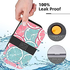 Pink Blue Citrus Slices Adult Lunch Box, Bento Box, With Cutlery Set Of 3, 2 Compartments, Rectangular, Lunch Box For Adults