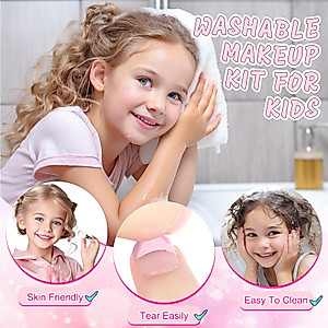 Kids Makeup Kit for Girl, Kids Washable Makeup Girls Toys, Girls Makeup Kit for Kids with Cute Cat Bag, Real Make up Set for Kid Little Girls Toddlers Princess Christmas Birthday Gifts Age 3-6-8-10-12