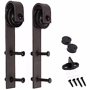 K Series 24in/30in/36in/38in/42in x 84in DIY Knotty Wood Sliding Barn Door with Hardware Kit (36 in x 84 in, Dark Walnut)