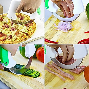 Circular Rolling Knife Stainless Steel, Universal Kitchen Knife, Round Knife Kitchen Cutter with Cover, Circular Rolling Knife