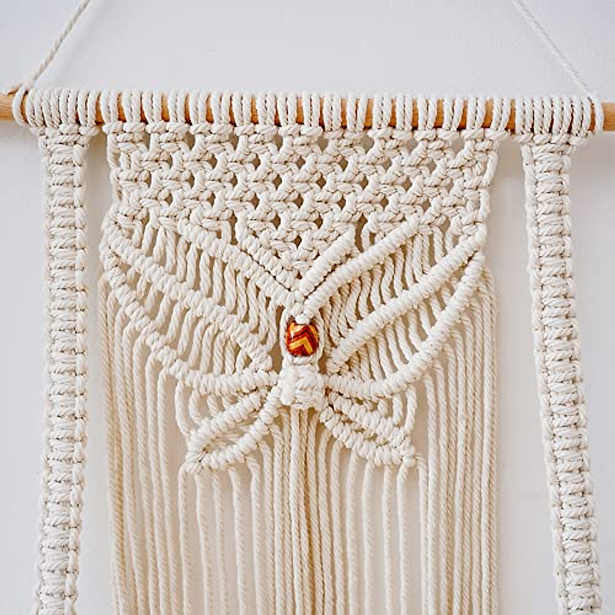 BIGEBO Macrame Wall Hanging Shelf, Handmade Hanging Shelves Floating Wood shelve Butterfly Wall Decor for Bedroom Living Room Boho Bathroom Decor Plants (White)