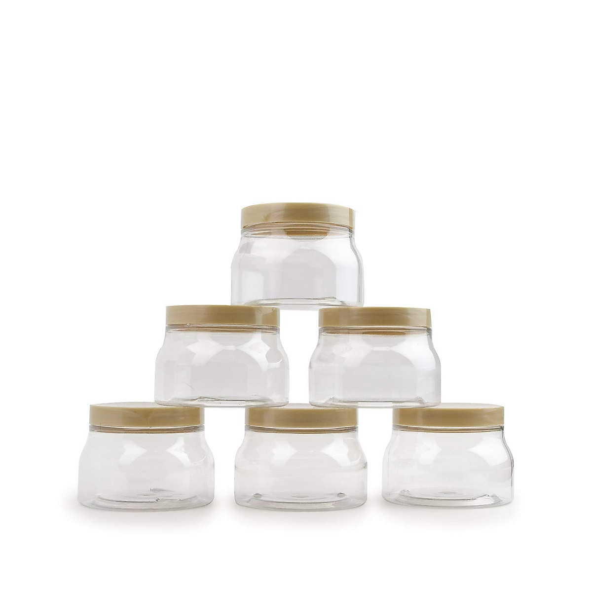 Grand Parfums 8 Oz, Tuscany Plastic Jars with Champagne Gold Lids! Great for Cosmetic Products, DIY Projects, Home, Kitchen and Garden, Store Anything, Crafts Projects, Unusual Shape, BPA-Free