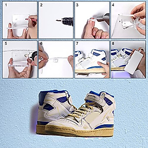 Floating Shoe Display Shelf with Lights Set of 4, Glow Color Changing Sneaker Shelf- Display Sturdy Levitating Clear Acrylic Shoe Wall Shelf Easy to Install with 20-Color LED for Bedroom, Hallway etc