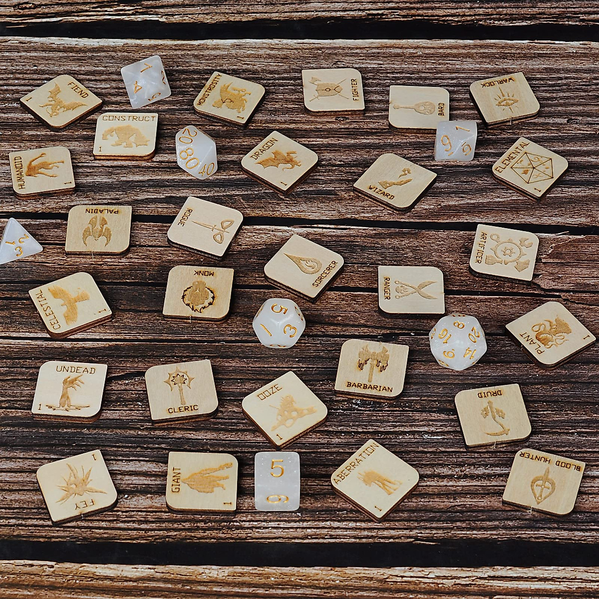 D&D Tabletop Game Tokens Fantasy RPG Hero and Monster Token Set of 112 Pieces Perfect for Dungeons & Dragons and Pathfinder (Wooden)