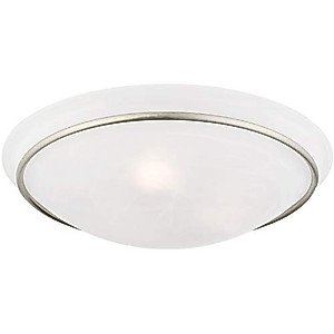 3 Light Brushed Nickel Ceiling Light Fixture with White Alabaster Glass Shade