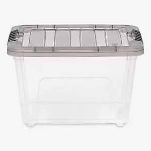 IRIS USA 19 Quart Stack & Pull Clear Plastic Storage Box, Gray, 5 Pack