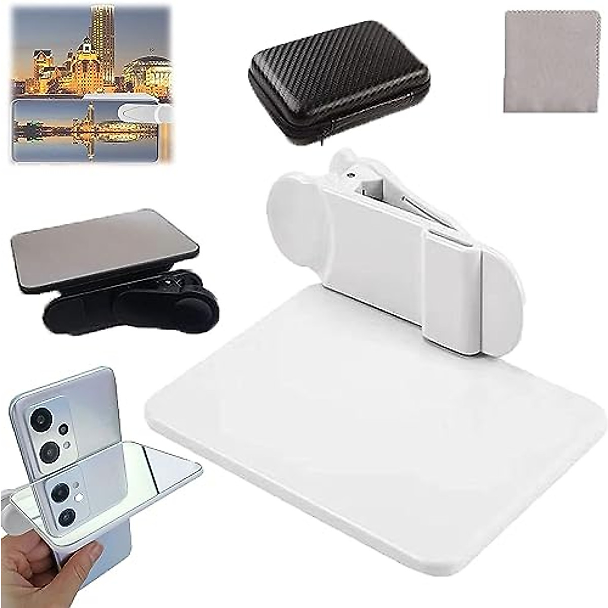 Smartphone Camera Mirror Reflection Clip Kit, New Adjustable Phone Camera Mirror Reflection Clip Kit, Mirror Reflection Clip Kit (White)