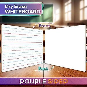 Double Sided Whiteboard Lined Dry Erase Board for Kids Ruled Writing Board Handwriting Practice for Kids - Small White Board Dry Erase Board 9x12 Dry Erase Board with Lines Education Teacher Supplies