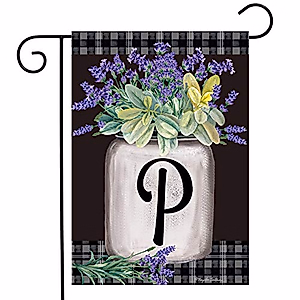 Farmhouse Monogram Letter P Garden Flag Floral Briarwood Lane 12.5" x 18"