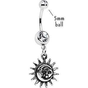 Body Candy Sun Meets Moon Celestial Dangle Belly Ring
