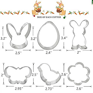 Easter Cookie Cutters, 6 PCS Chick Carrot Egg Flower Bunny Rabbite Butterfly Cookie Cutter Stainless Steel Biscuit Cutters Holiday Themed Cutter