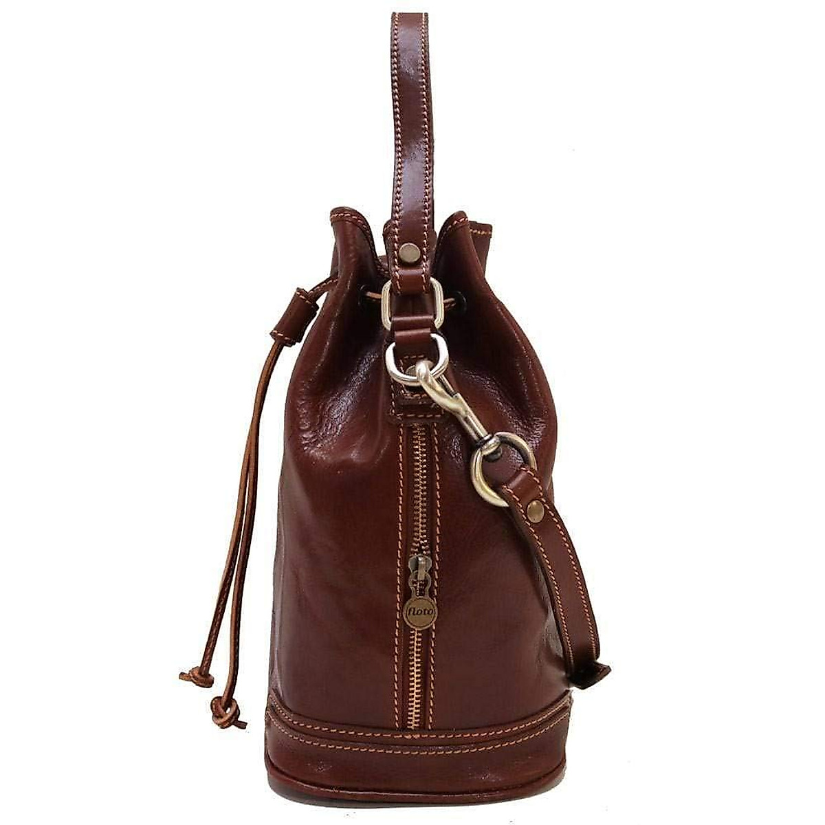 Floto Ciabatta Leather Satchel Bucket Bag