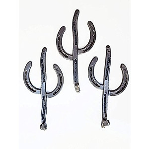 Rustic Horseshoe Cactus Hanger Hooks - The Heritage Forge Polished Metal