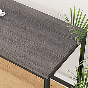 HSH L Shaped Computer Desk, Wood and Metal Reversible Corner Desk for Small Space, Industrial Rustic Crafting Writing Workstation Table for Home Office Study, Grey Oak, 59 x 55 inch