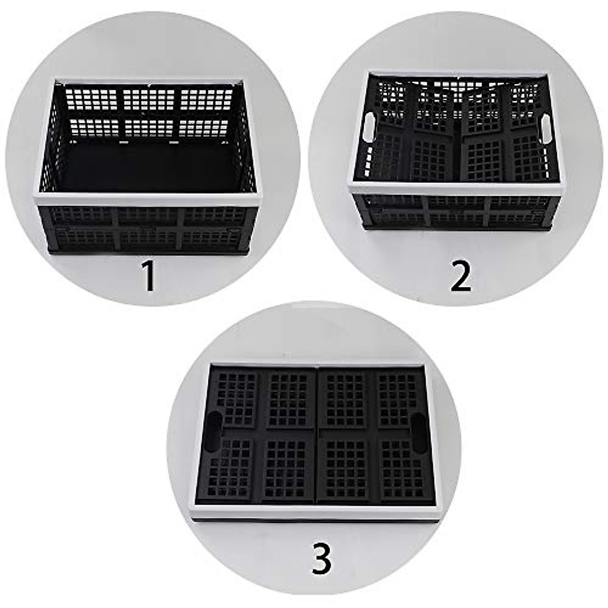 CadineUS 3 Packs 32 Quart Folding Collapsible Crates, Folding Storage Bin