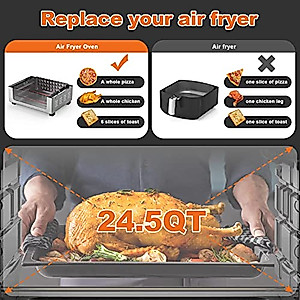 Geek Chef Air Fryer, 6 Slice 24.5QT Air Fryer Toaster Oven Combo, Roast, Bake, Broil, Reheat, Fry Oil-Free, Extra Large Convection Countertop Oven, Accessories Included, Stainless Steel, ETL Listed, 1700W