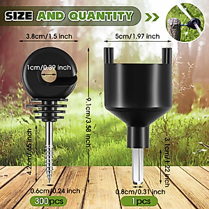 300 Pcs Black Electric Fence Insulator with 1 Pcs Insulator Socket Tool Screw in Insulator Fence Ring Post Wood Post Insulator Electric Fence Insulator Ring with Insulator Socket Tool for Animal Fence
