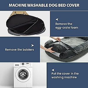 Yiruka Dog Beds for Medium Dogs, Washable Dog Bed with Removable Cover, Orthopedic Dog Bed with Egg-Crate Foam, Waterproof Dog Bed Nonskid Bottom, Pet Bed Medium Dog Bed