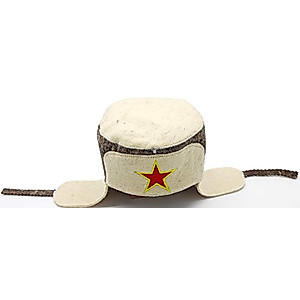 SHSH trade group Ukrainian Wool Sauna Hat Embroidered Ushanka with Star - Sauna Hat Finnish - Ukraine Sauna Hat Wool - Russian Banya Hat for Men - Sauna Hat for Men - Sauna Hats Russian Beige