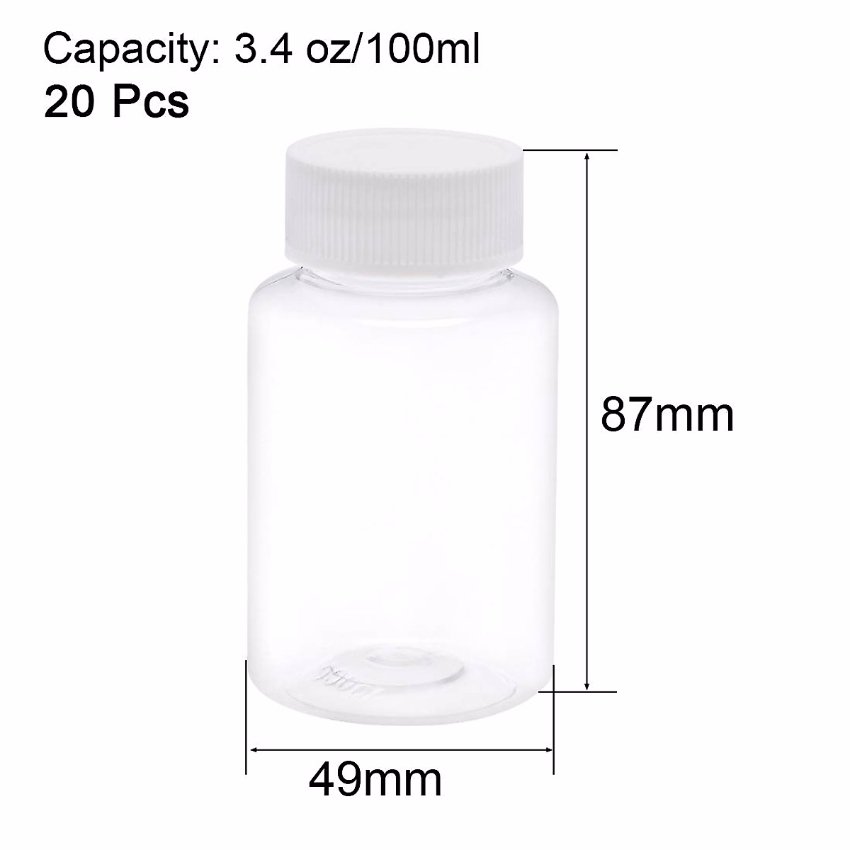 uxcell 3.4 oz/100ml PET Plastic Lab Chemical Reagent Bottle Wide Mouth Liquid/Solid Storage Container Clear Bottles w Tamper Evident Caps 20pcs