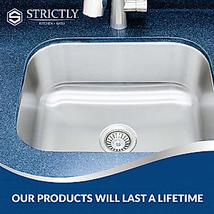 Strictly Sinks 23-7/16 Inch ADA Compliant Undermount Kitchen Sink - Single Bowl Kitchen Sink with Accessories, 18 Gauge Stainless Steel Sink with Strainer Drain, Roll Up Dish Drying Rack & Bottom Grid