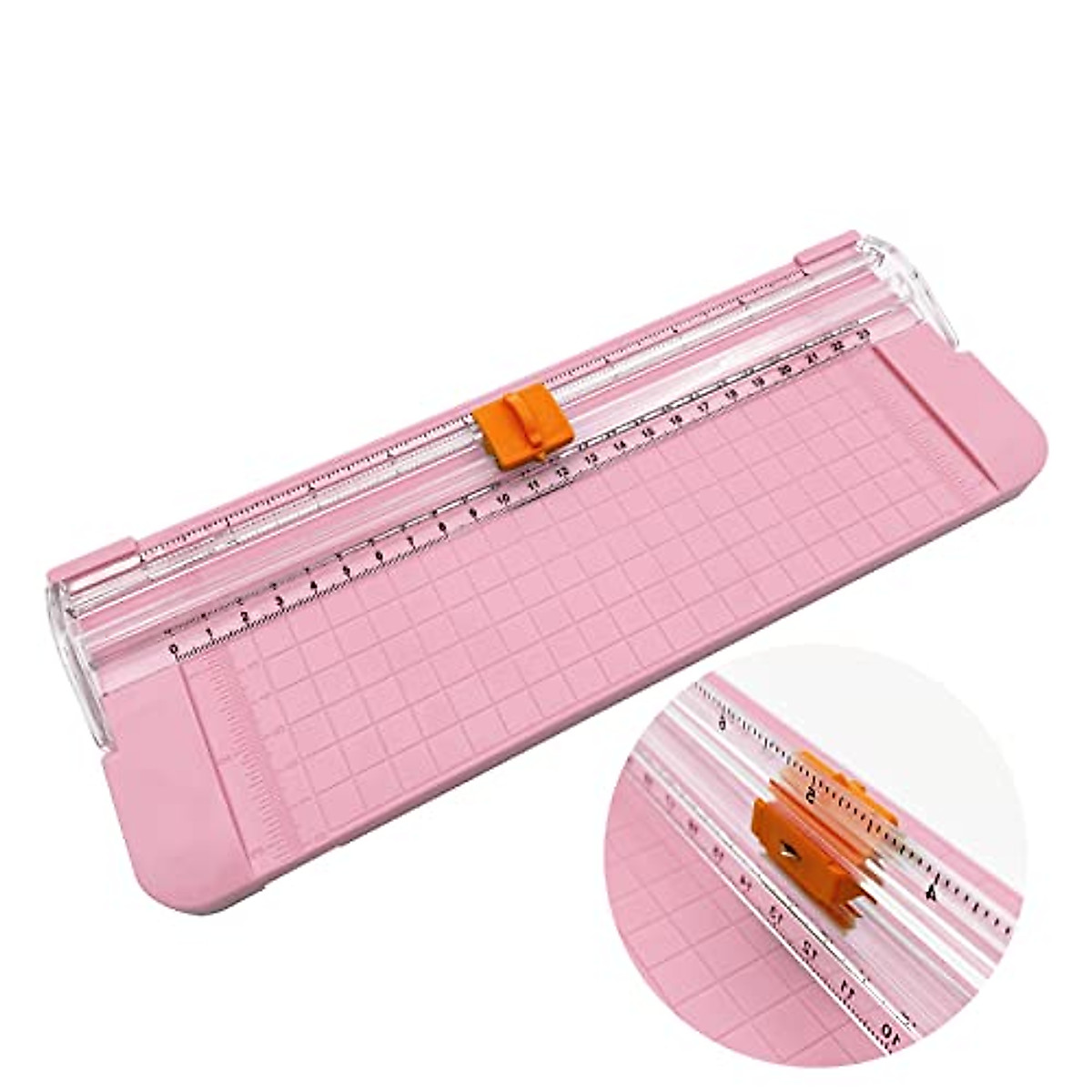 QYQRQF Paper Cutter, A4 Paper Trimmer with Security Safeguard & Side Ruler Portable Straight Edge Cutter for Scrapbooking Craft Paper, Photos, Label, Cardstock (Pink)