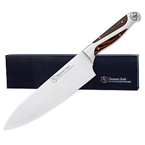 Hammer Stahl 8-Inch High Carbon Chef Knife | Versatile Cooking Knife for Chopping, Slicing & Precision Cutting | German Forged Sharp Kitchen Knife | Ergonomic Quad-Tang Pakkawood Handle & Gift Box