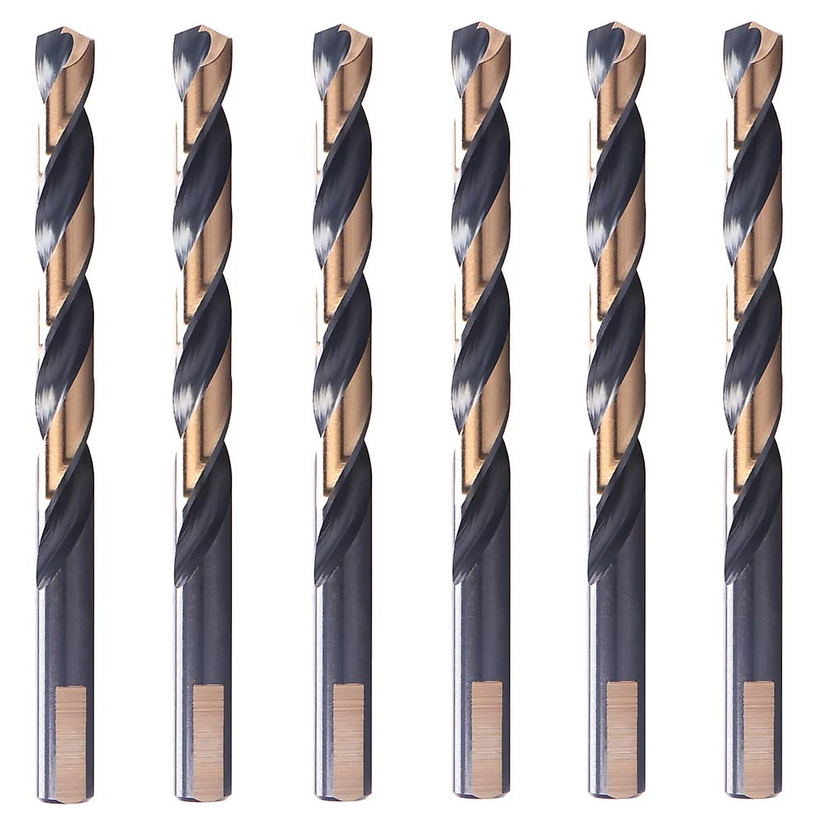 6 PCS,1/2", Black and Gold Twist Drill Bits