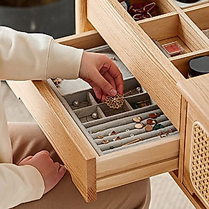 ULTRAWAVE Makeup Table Vanity Desk Flip Dressing Table with 2 Drawers and Mirror Bedroom Closet Supplement Furniture Vanity Dressing