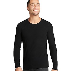 Jockey Men's Baselayer Long Sleeve Waffle Crew, Black, L