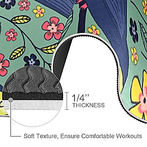Yoga Mat, Yoga Mats for Home Workout, Workout Mat, Exercise Mats, Pilates Mat, seamless bird flower pattern