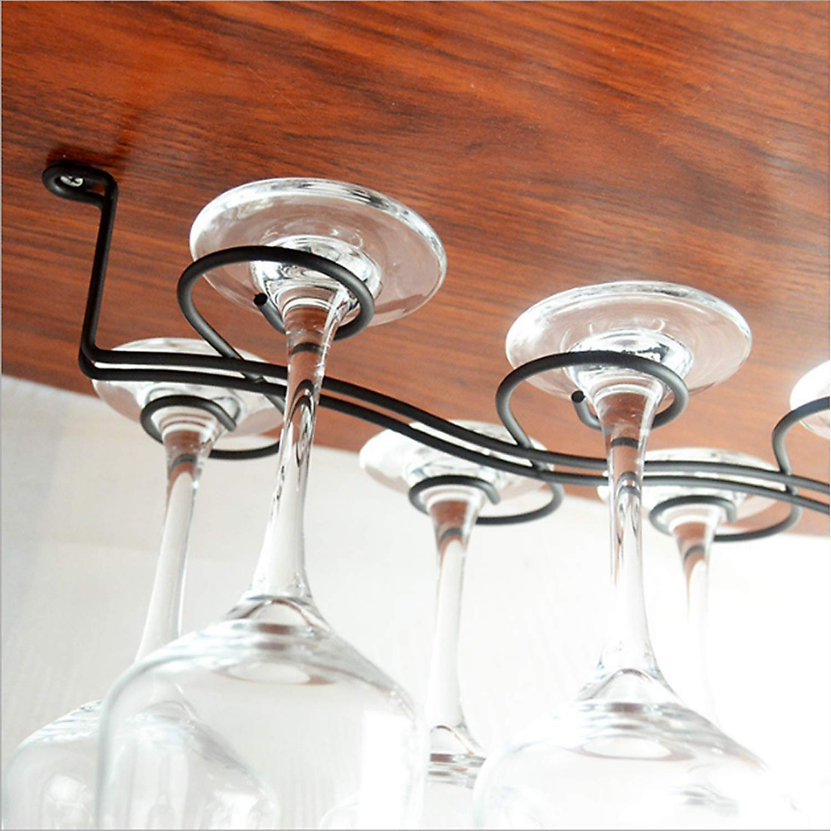 DBYAN Under Cabinet Wine Glass Rack Stemware Holder,Holds up to 8 Glasses Vintage Style Stainless Steel Wall-Mounted Hanging Wine Glass Hanger For Bar Home Cafe,Oil Rubbed Bronze