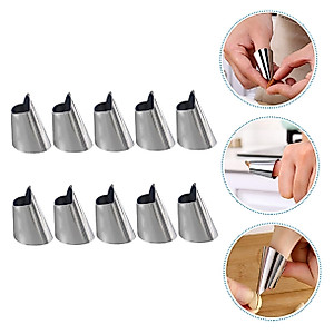 SEWOART 10pcs Finger Guard Kitchen Thumb Guards Tool Cut Resistant Finger Cots Cutting Protector Slicer Food Safety Holder Protector Dicing Machine Stainless Steel Potato