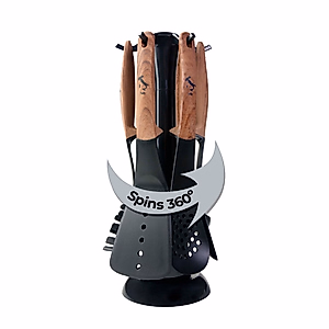 AJ Kitchen Utensils, Utensils Set, Cooking Utensils Set, Kitchen Utensils Set, 7-Pieces Nylon Utensil Sets with Rotating Stand, Non-Stick Cooking Utensils Set, Italian Design.