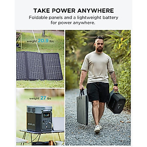 EF ECOFLOW Solar Generator DELTA 2 with 2x220W Portable Solar Panels, 1024Wh LFP Battery, Fast Charging, Portable Power Station for Home Backup Power, Camping & RVs