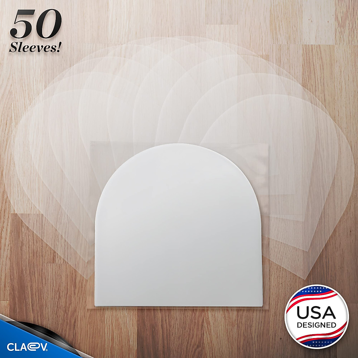 Claev 50 Inner Record Sleeves for 33 LP Vinyl Records (12 inch, U-Shape, Translucent), No Bunching Anti Static Protective Covers for Album Storage