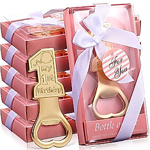 30 Pack My 1st Birthday Party Favor Supplies Present for Guest 1 Bottle Opener First Anniversary Decoration Souvenirs Souvenir Return Gift for Boy or Girl (Pink)