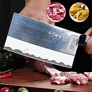 Sunrise Stainless Steel Veggie/Meat/Poultry Cleaver with Black Rubber Handle (6.85" L x 3.5" W)